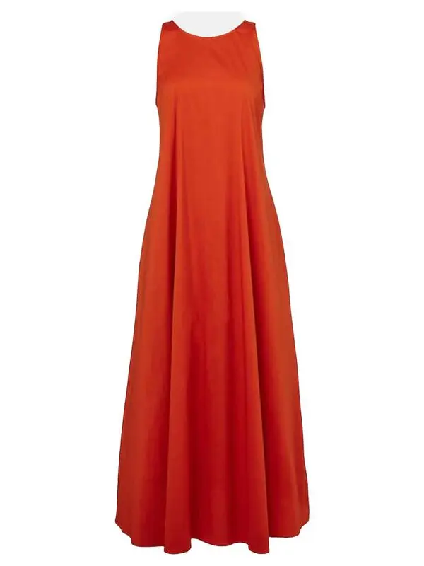 Max Mara Romea Cotton-blend Poplin Maxi Dress - Red