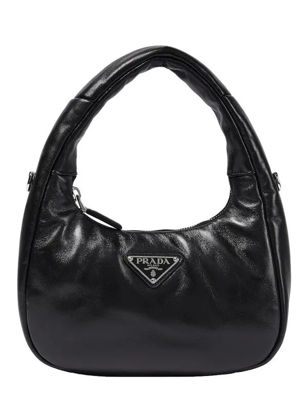 Prada Soft Mini Leather Tote Bag - Black