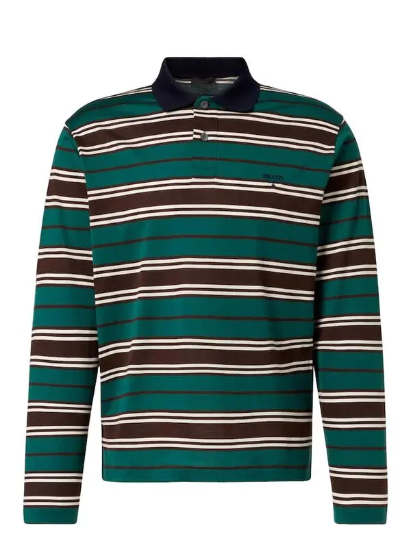 Prada Striped Cotton Jersey Polo Shirt - Green