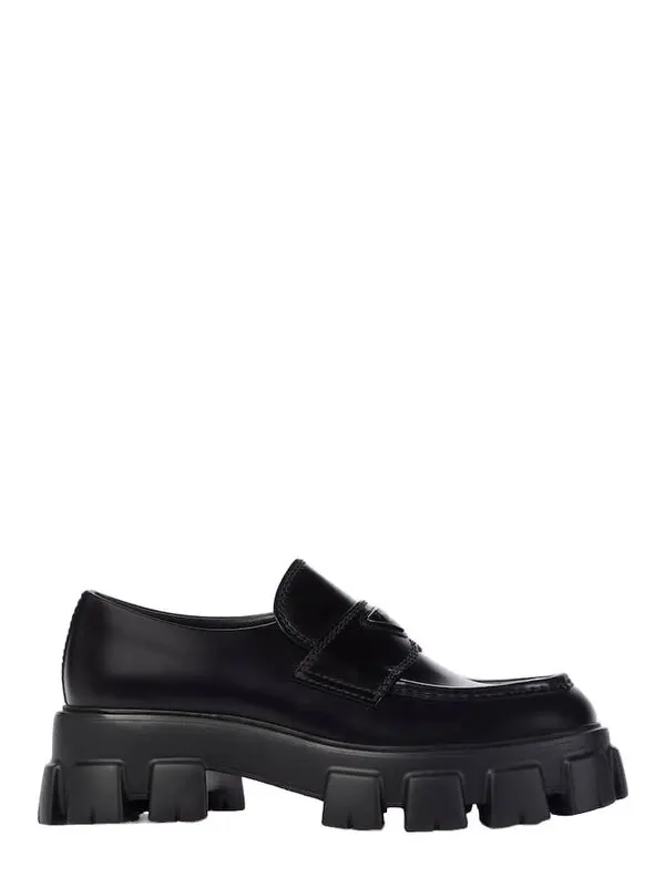 Prada Monolith Leather Loafers - Black