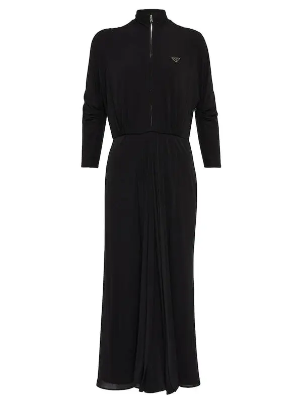 Prada Mockneck Midi Dress - Black