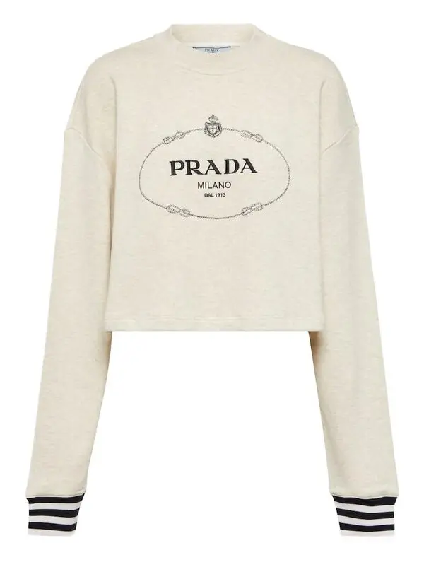 Prada Logo Cotton Sweater - Beige
