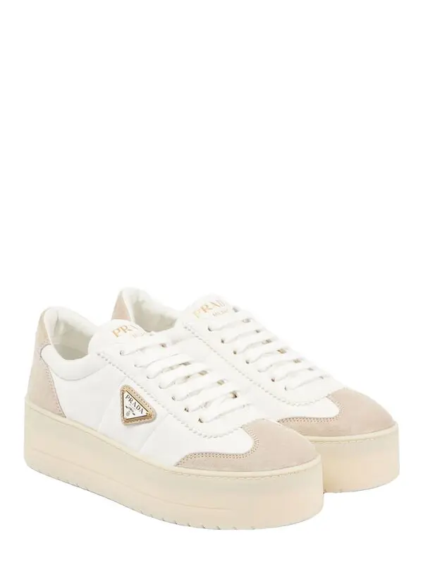 Prada Leather Platform Sneakers - White