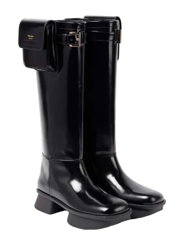 Prada Leather Knee-high Boots - Black