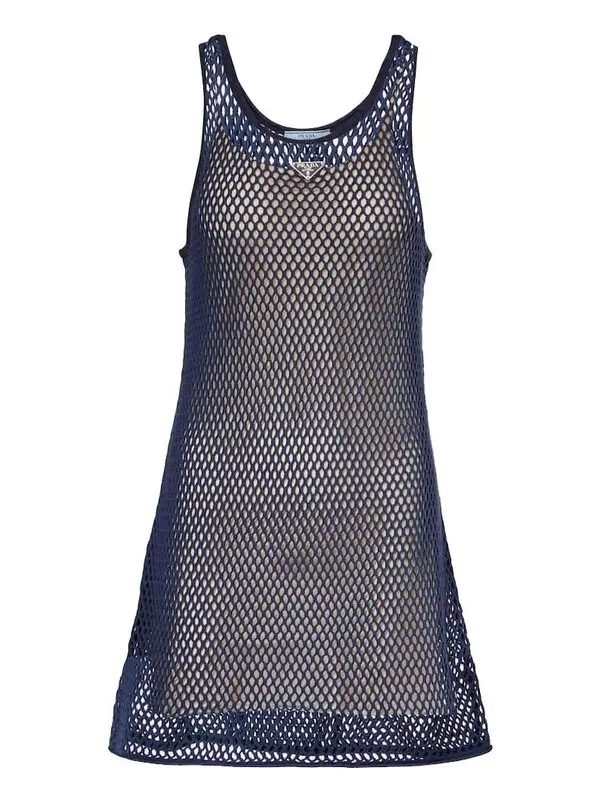 Prada Cotton Mesh Minidress - Blue