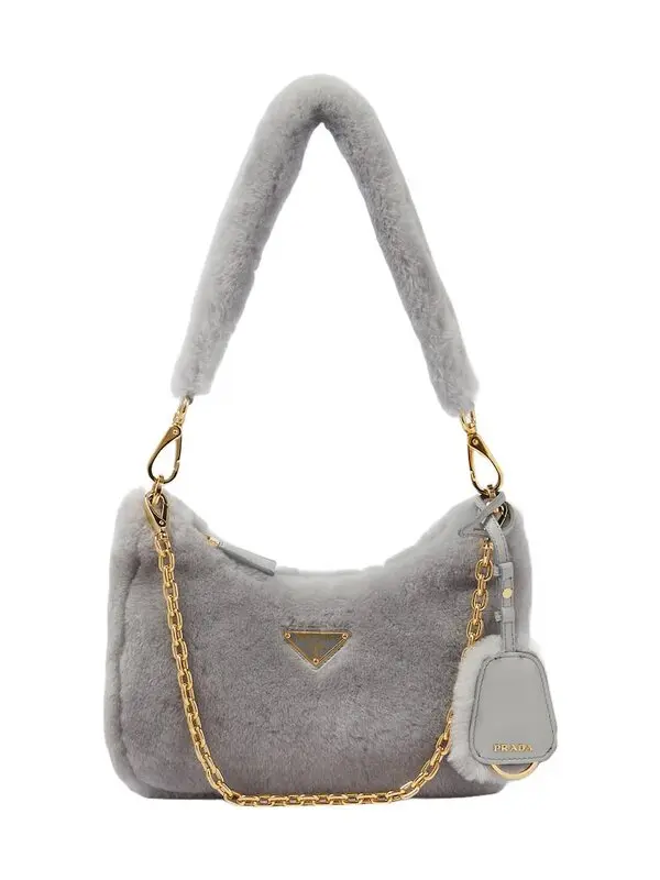 Prada Re-edition 2005 Shearling Shoulder Bag - Blue