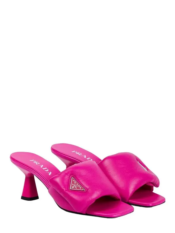 Prada Padded Leather Mules - Pink