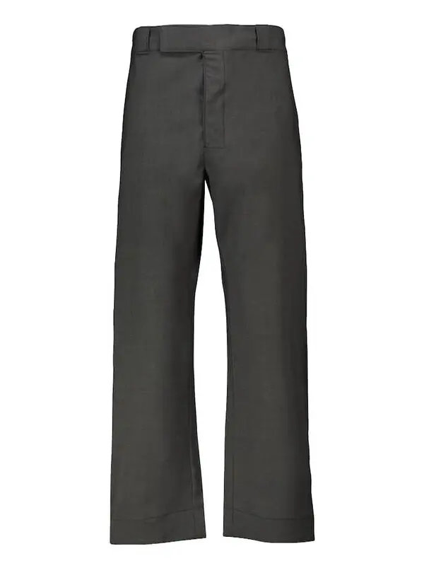 Prada Wide-leg Wool Trousers - Grey