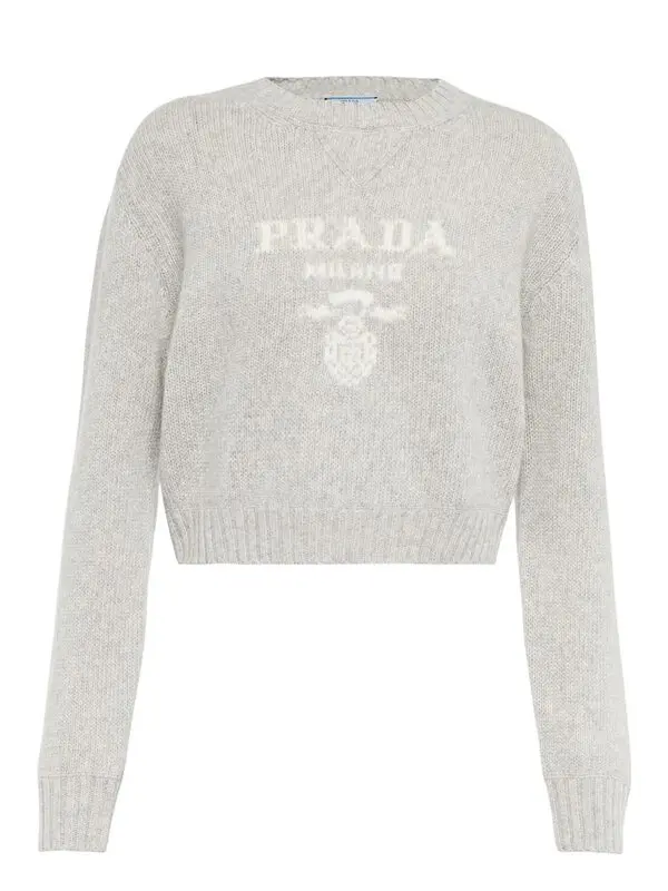 Prada Virgin Wool And Cashmere Cropped Sweater - Grey