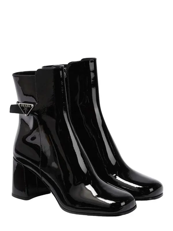 Prada Patent Leather Ankle Boots - Black
