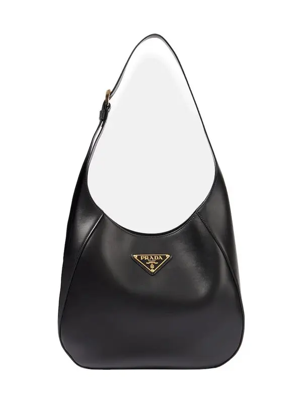 Prada City Medium Leather Shoulder Bag - Black