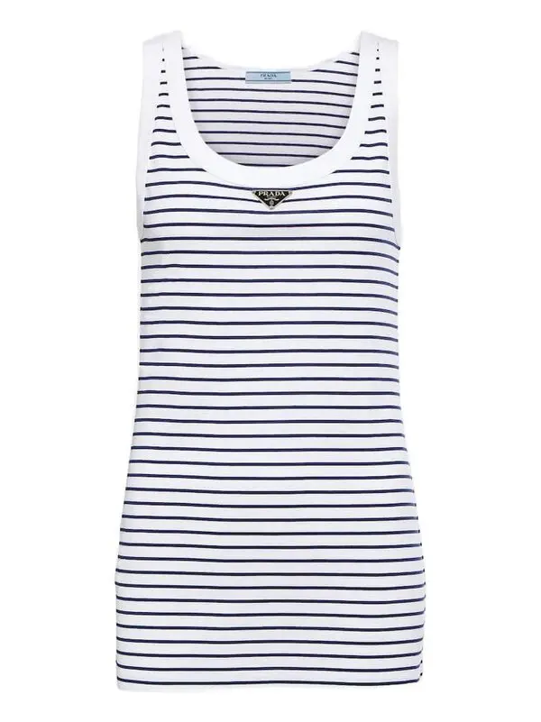 Prada Striped Cotton Jersey Tank Top - Multicoloured
