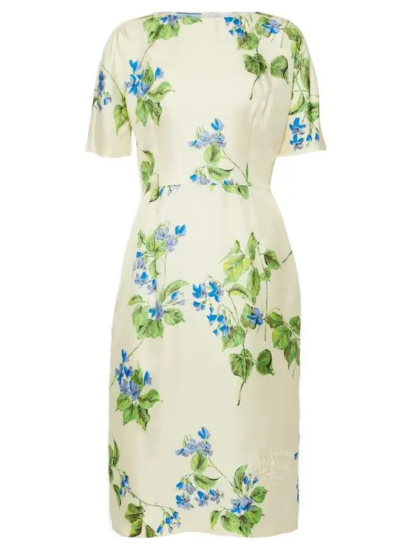 Prada Silk-blend Midi Dress - White