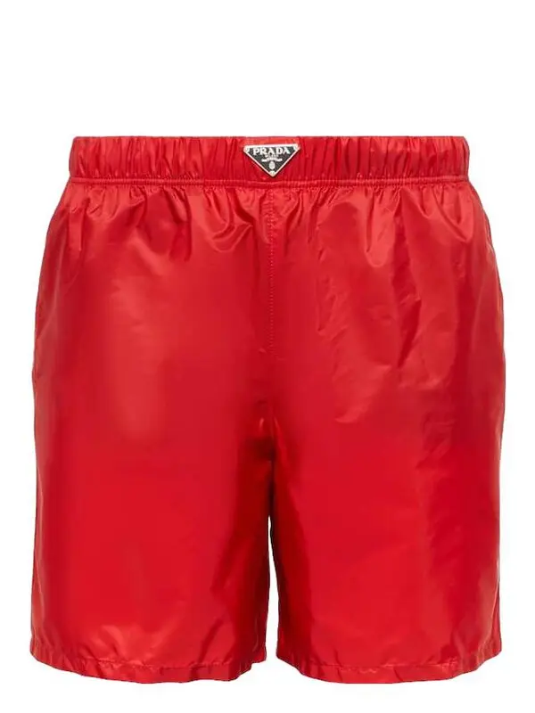 Prada Logo Swim Shorts - Red