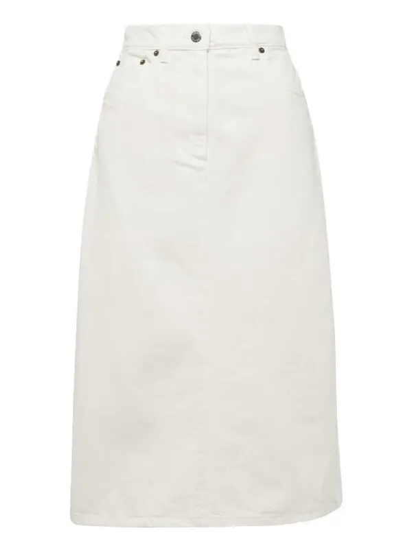 Prada High-rise Midi Denim Skirt - White