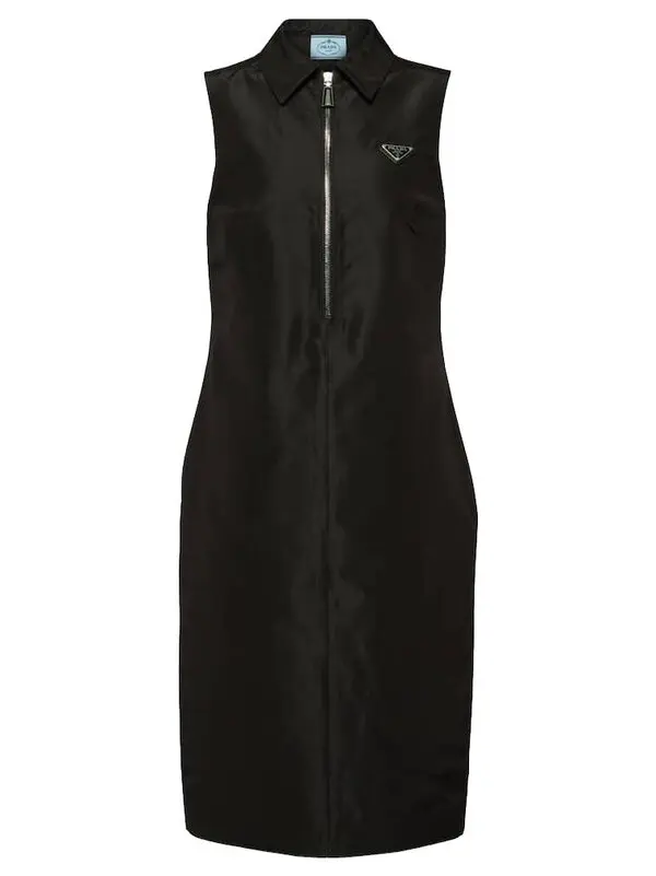 Prada Half-zip Silk-blend Midi Dress - Black