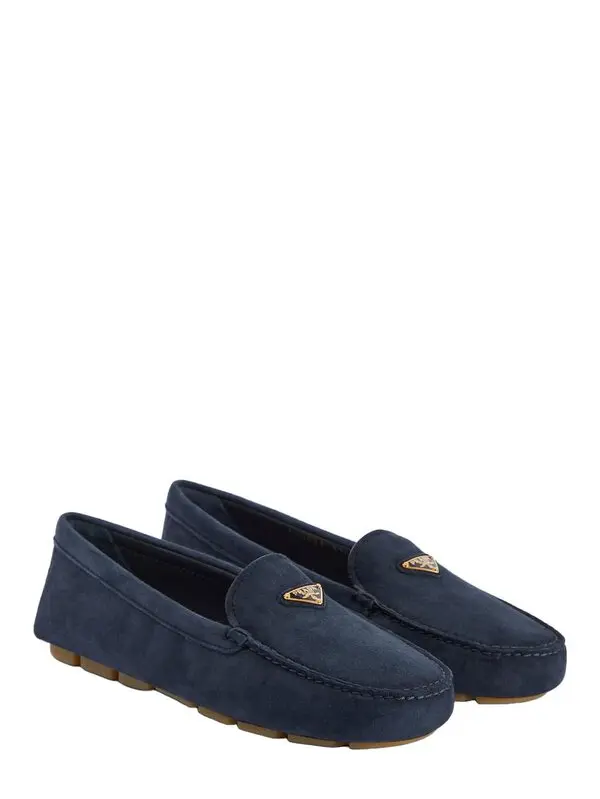 Prada Logo Suede Loafers - Blue