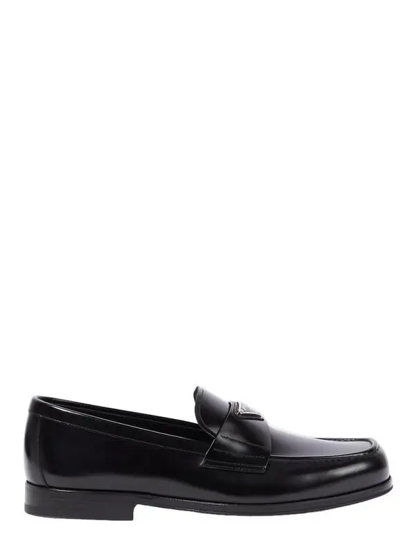 Prada Brushed Leather Loafers - Black