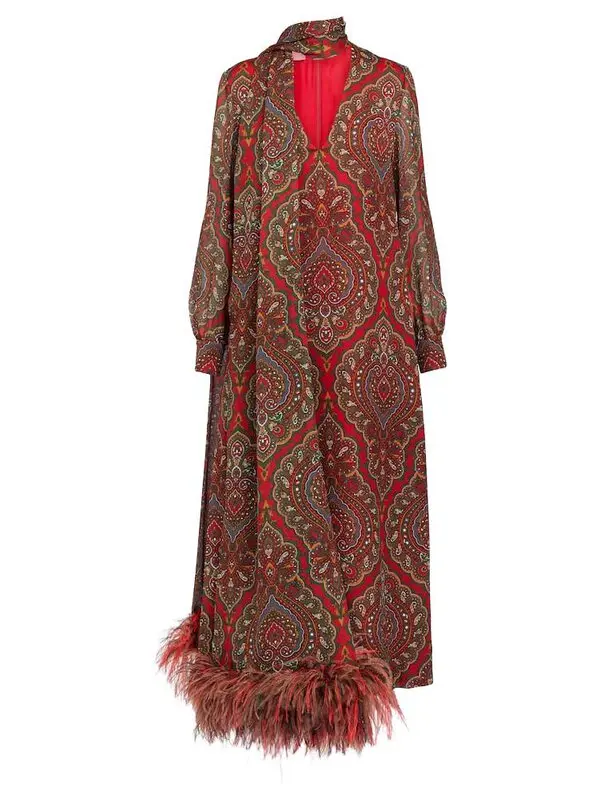 Valentino Garavani Voyage Imaginaire Printed Silk Gown - Brown