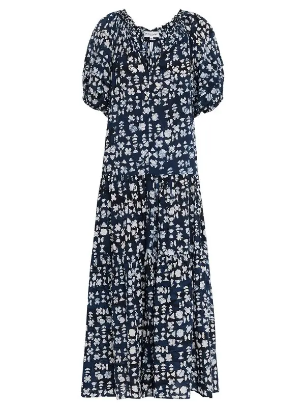 APIECE APART Uva Abstract-print Maxi Dress - Batik Geo Indigo