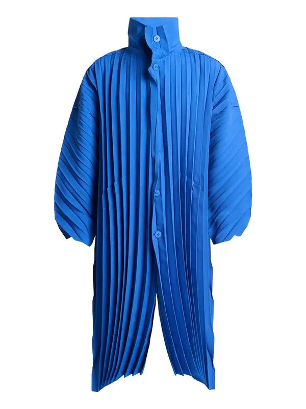 Issey Miyake Pleated Edge Coat - Blue