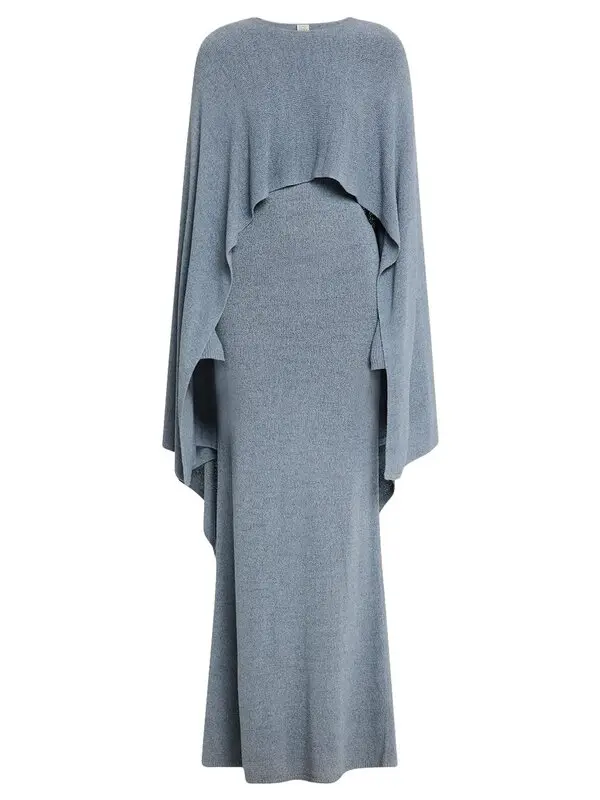 TOTÊME Knit Cape Maxi Dress - Lightpastel Blue