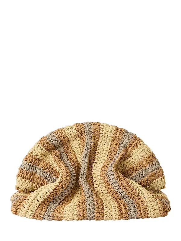BTB LOS ANGELES Stella Striped Straw Clutch - Natural/sand