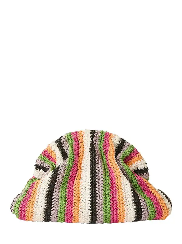 BTB LOS ANGELES Stella Striped Straw Clutch - Rainbow