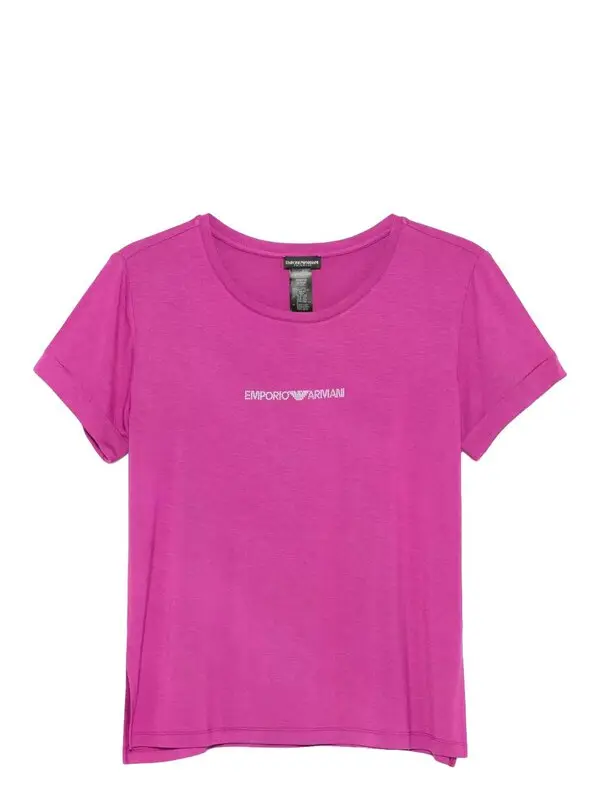 Emporio Armani Rhinestone-logo T-shirt - Pink