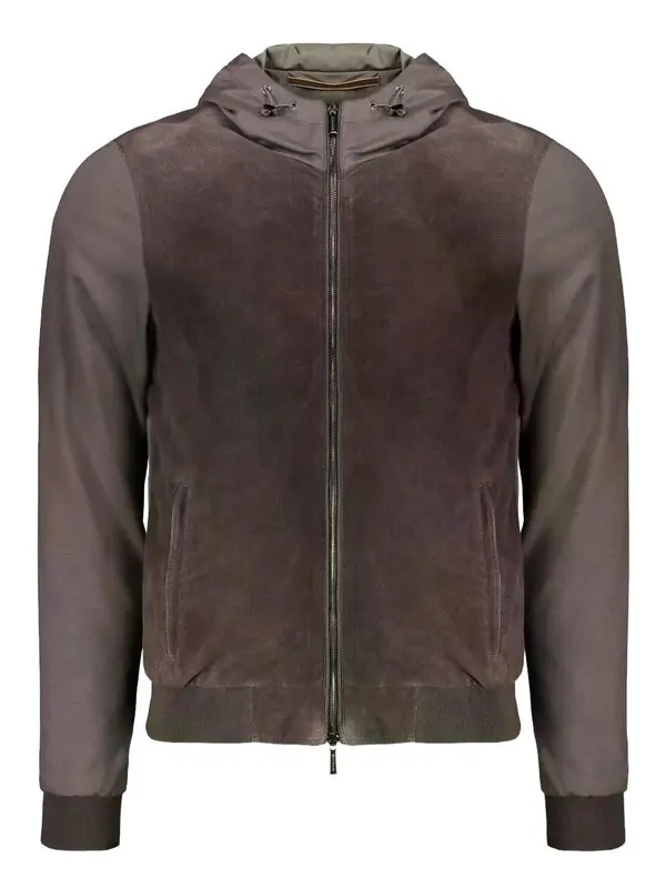 MOORER Panelled Bomber Jacket - Brown