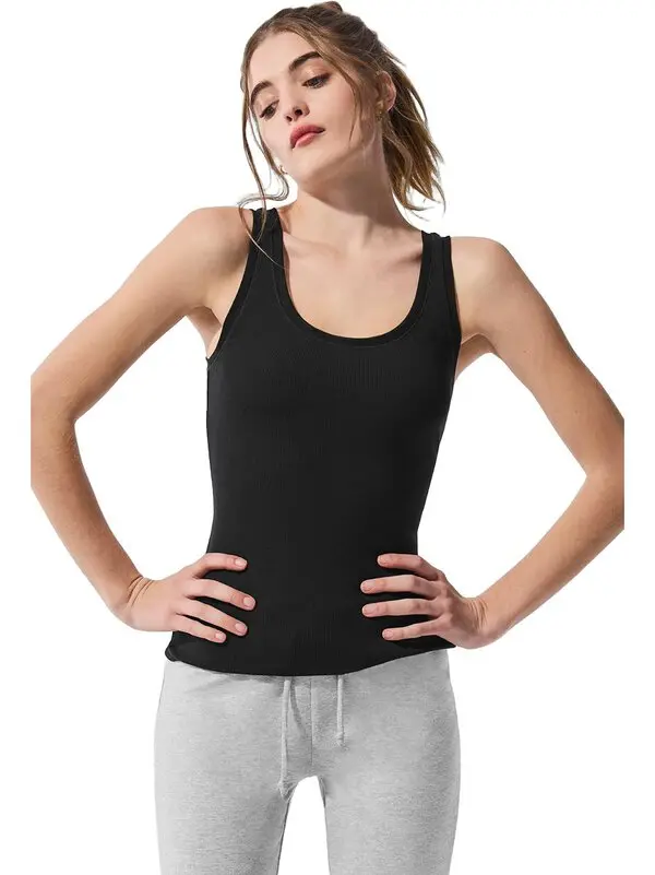 Alo Yoga Ribbed Mesh Tank Top - Black