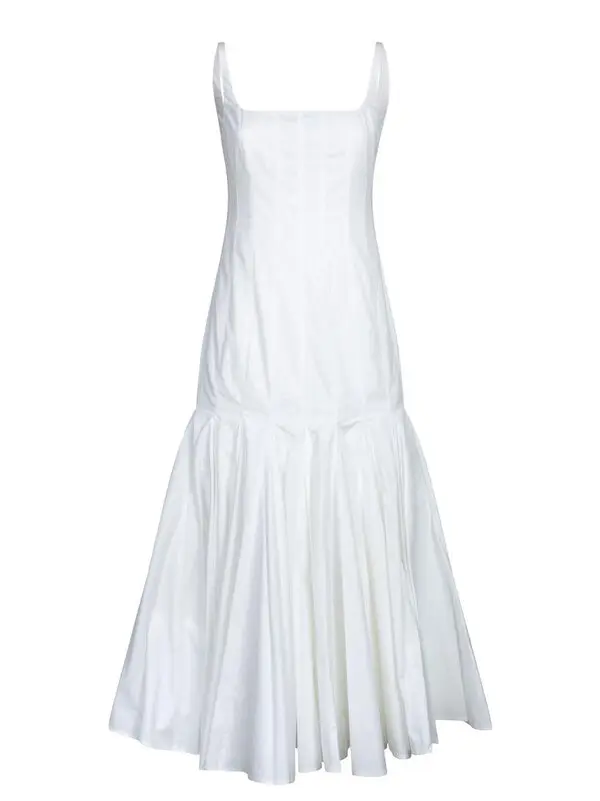 Jacquemus Agave Flared Satin Dress - White