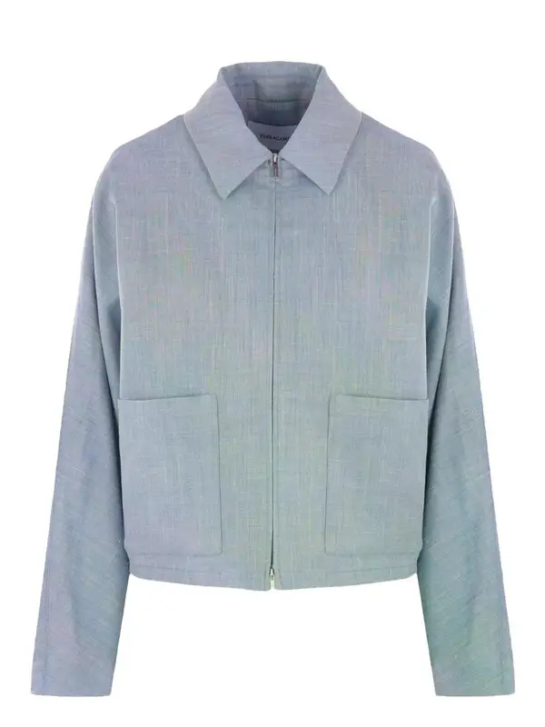 FERRAGAMO Zip-up Shirt Jacket - Blue