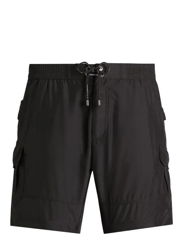 Dolce & Gabbana Mid-length Swim Trunks With Logo - Black