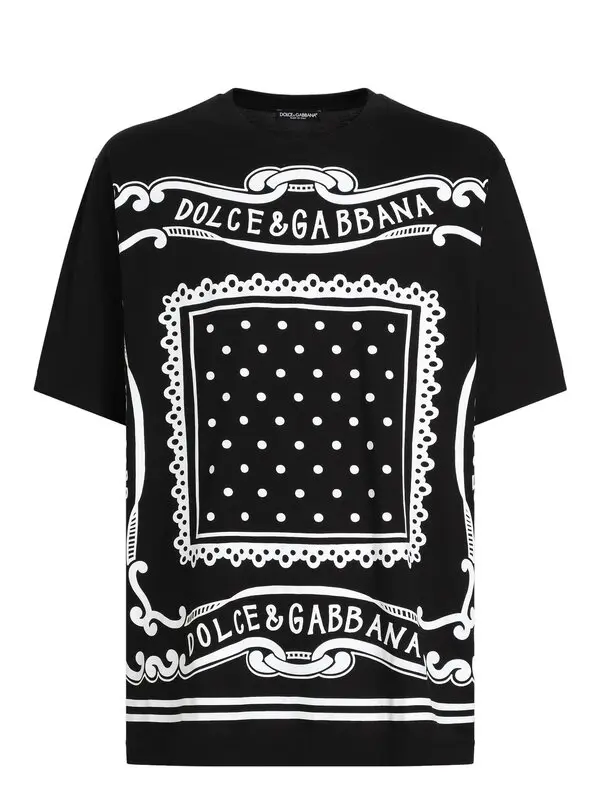 Dolce & Gabbana Cotton T-shirt With Bandanna Print - Black