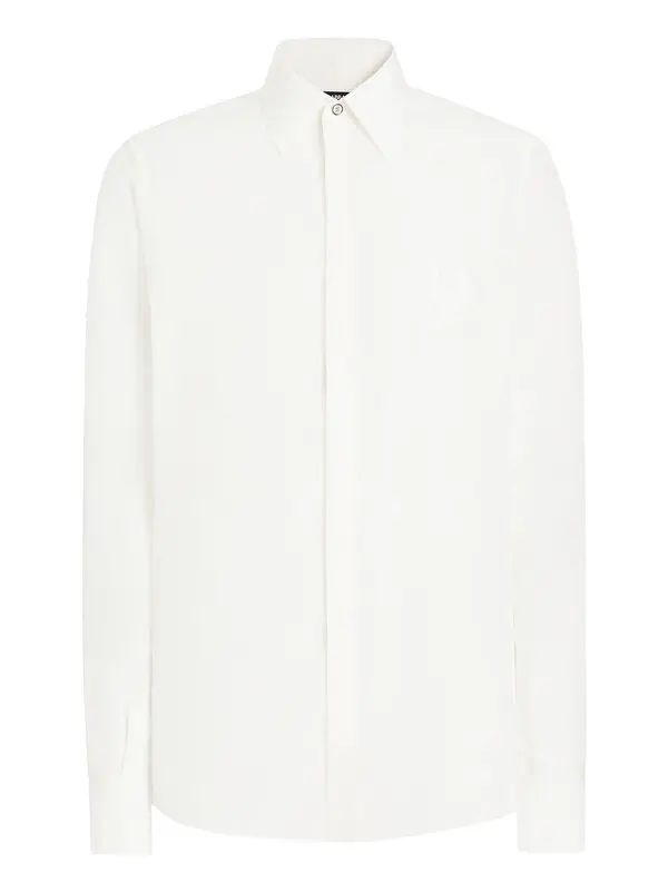 Dolce & Gabbana Silk Shirt With Logo Embroidery - White