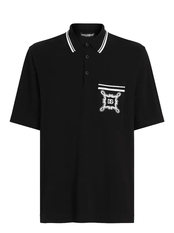 Dolce & Gabbana Cotton Polo-shirt With Bandanna-print Details - Black