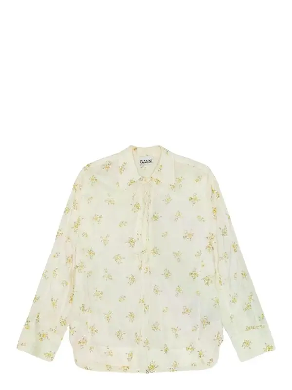 GANNI Floral-print Blouse - Neutrals