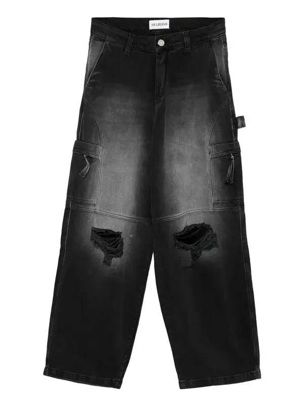 HAN KJØBENHAVN Distressed Cargo Jeans - Black