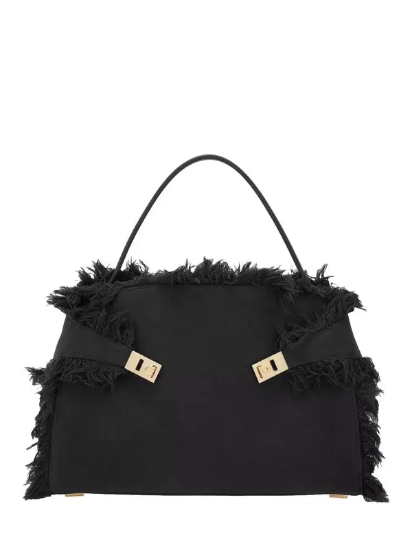 FERRAGAMO Large Fringe-detail Shoulder Bag - Black