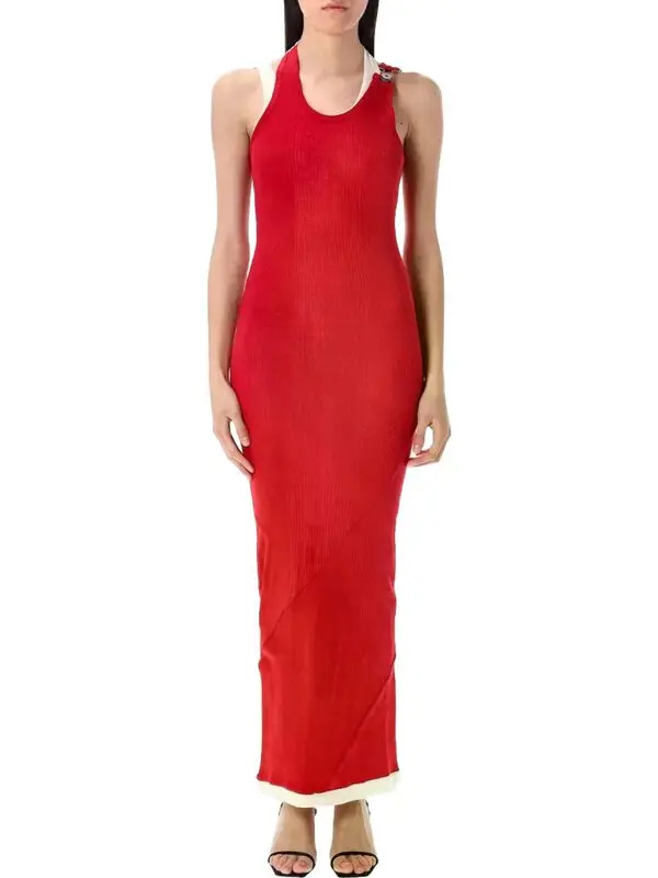 Jean Paul Gaultier Ribbed Cotton Dress - Red