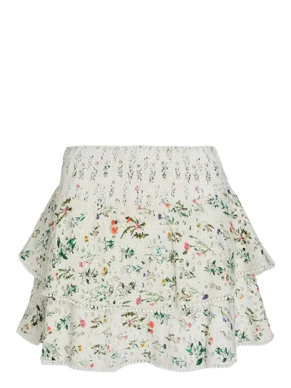 Alice + Olivia Floral-print Broderie Anglaise Cotton Mini Skirt - Ivory