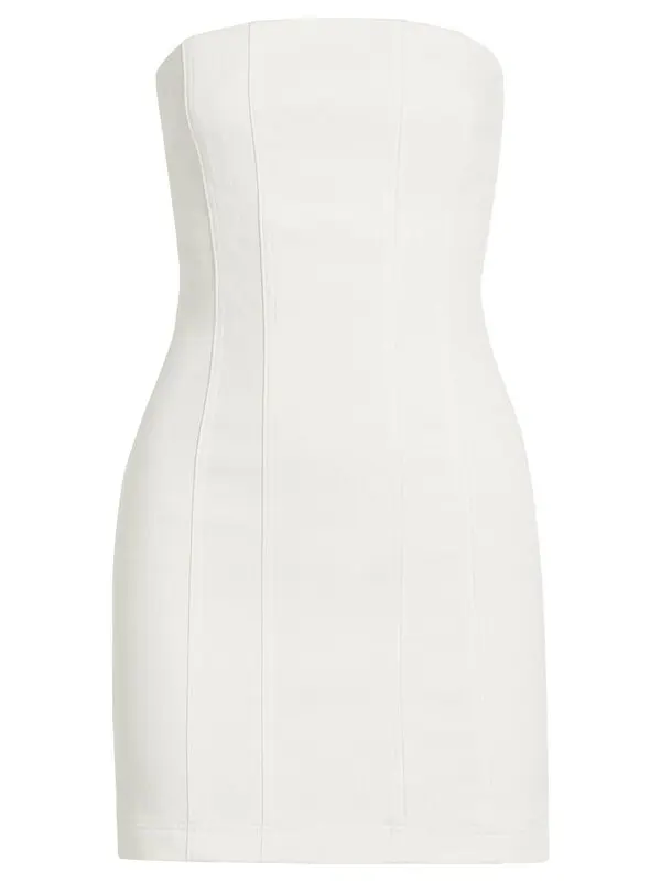 Alice + Olivia Palmer Strapless Denim Mini Dress - Off-white