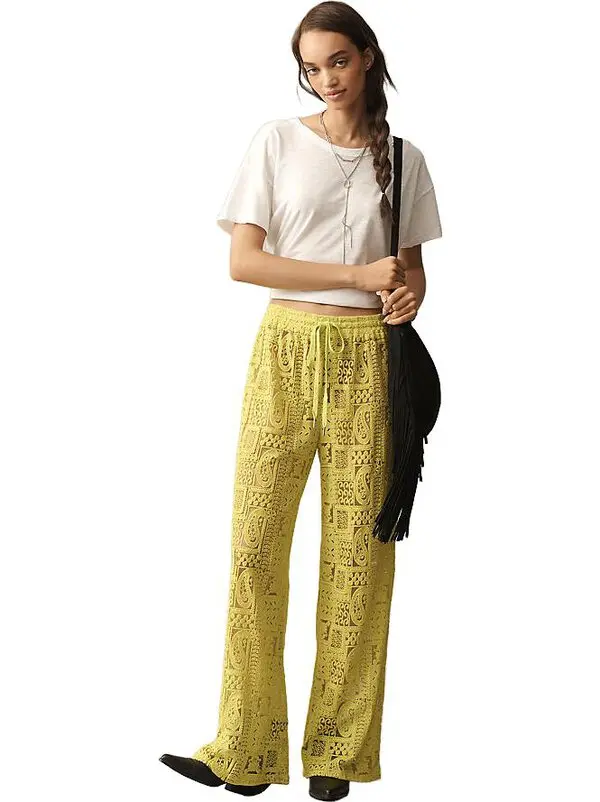 BLITHE Lace Straight Leg Pull-on Pants - Sunkissed Lime