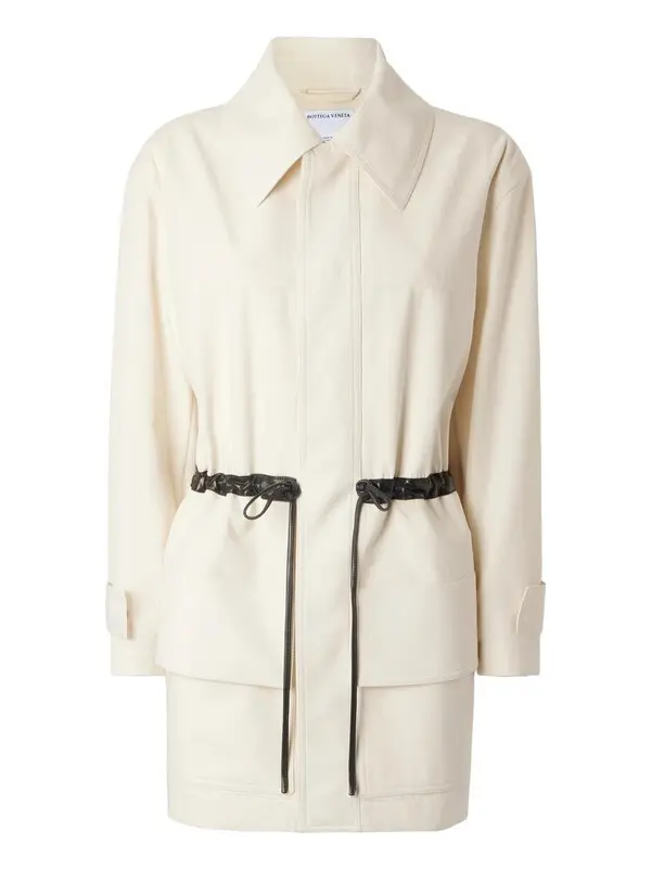 Bottega Veneta Leather-trimmed Cotton-twill Jacket - Cream