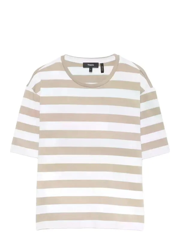 Theory Striped Cotton T-shirt - Neutrals