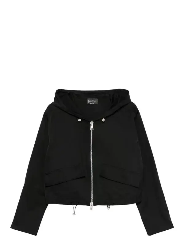 Andrea Ya'aqov Hooded Cropped Jacket - Black