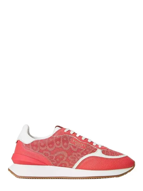TWINSET Lace Panelled Sneakers - Red