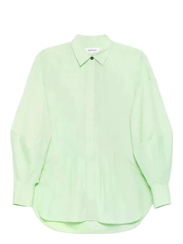ENFOLD Random-tuck Shirt - Green