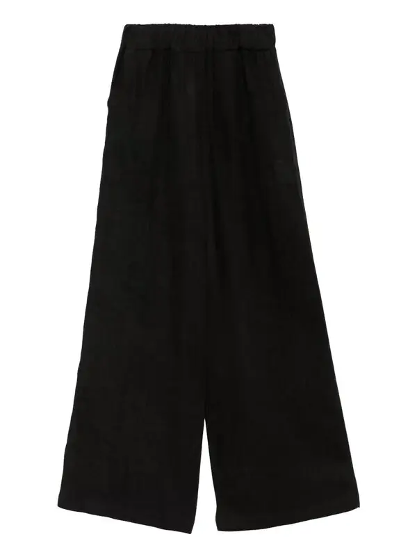 KAOS Linen Wide-leg Trousers - Black